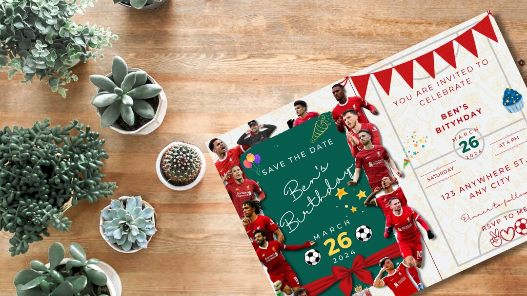 Liverpool Birthday Invite Liverpool Party Invitation Liverpool Football ...