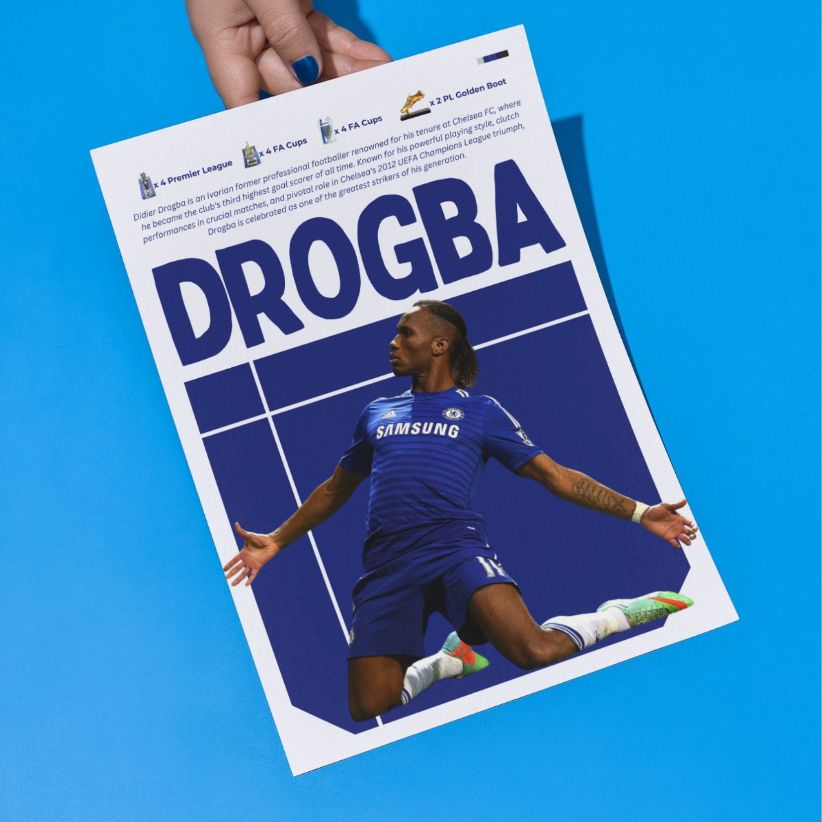 Didier Drogba Chelsea Digital Poster Didier Drogba Poster Drogba Room ...