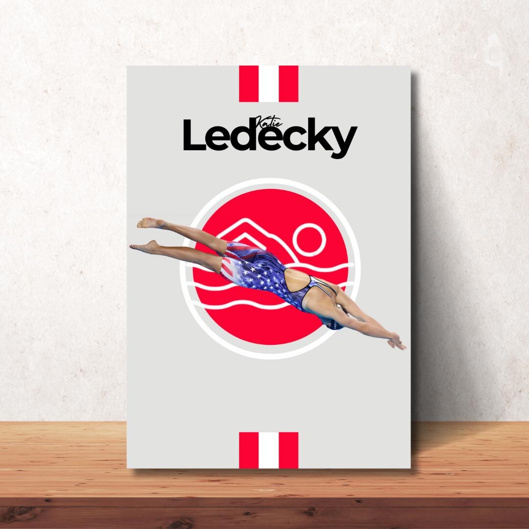 Katie Ledecky Poster Katie Ledecky Olympic Gold Medal Digital Poster ...