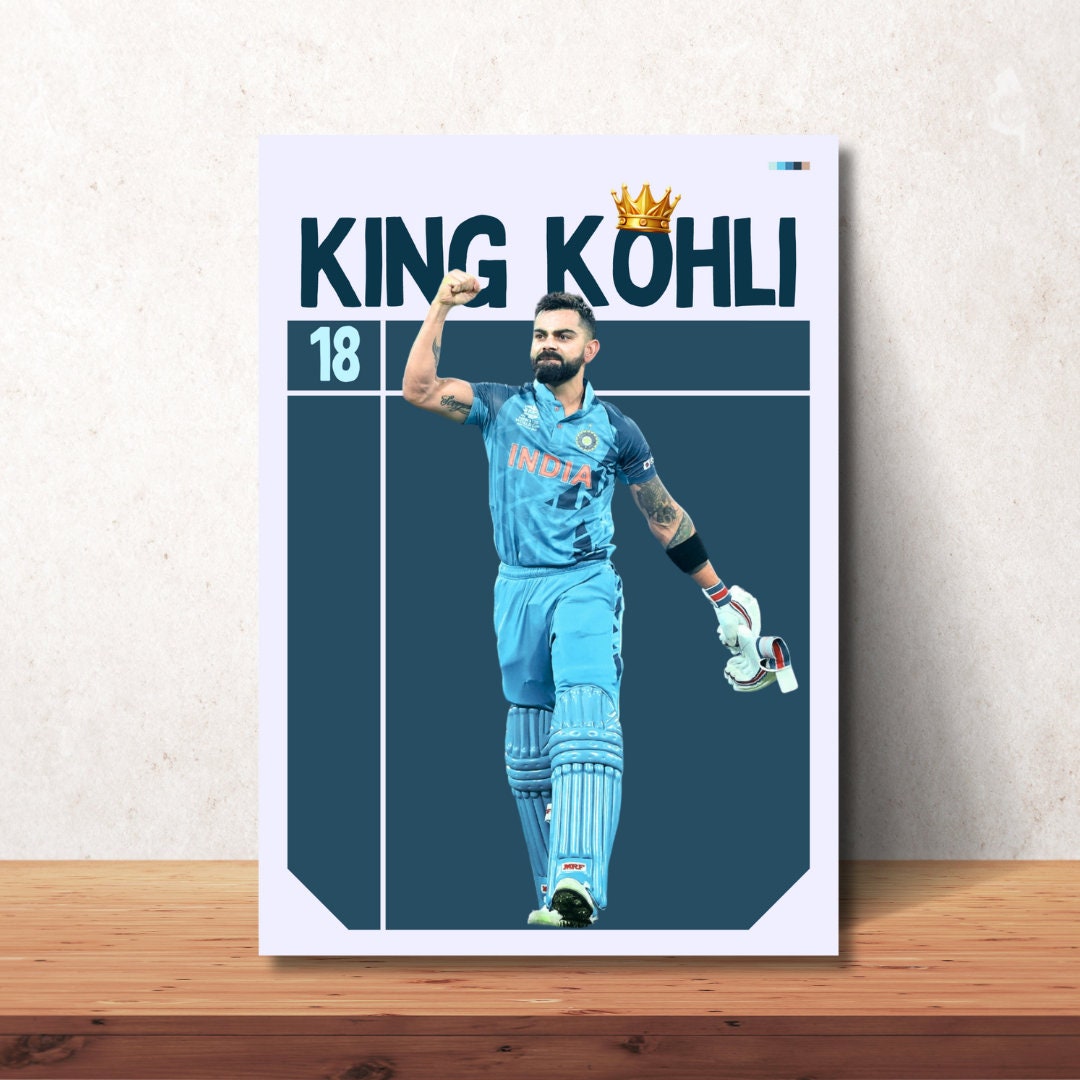 Virat Kohli Poster King Kohli Digital Poster Virat Kohli Poster for Room Decor Poster Cricket ...