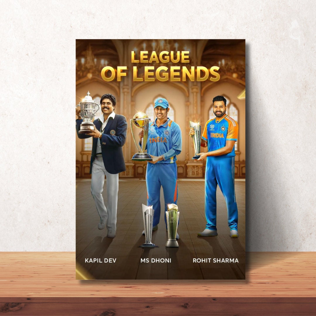 India World Cup Winning Captain Digital Poster Kapil Dev MS Dhoni and ...