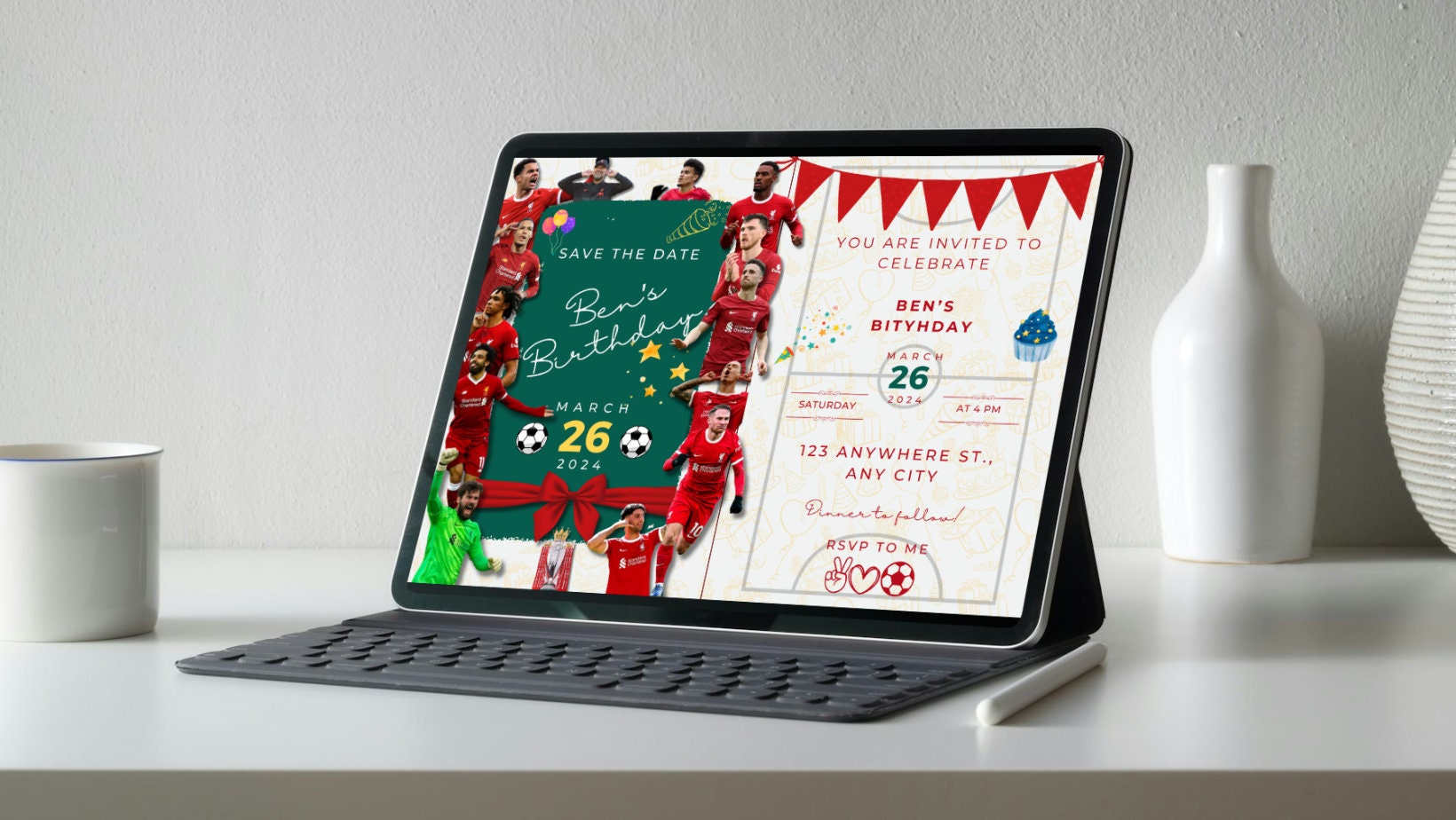 Liverpool Birthday Invite Liverpool Party Invitation Liverpool Football ...