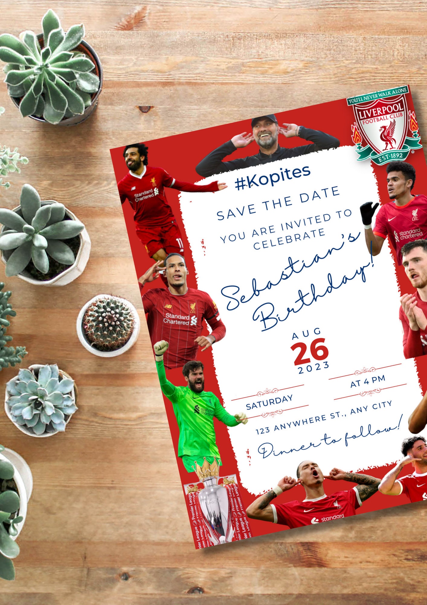 Liverpool Party Invite Liverpool Birthday Invitation Liverpool Football ...