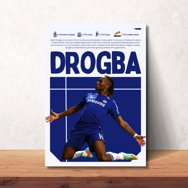 Didier Drogba Chelsea Digital Poster Didier Drogba Poster Drogba Room ...