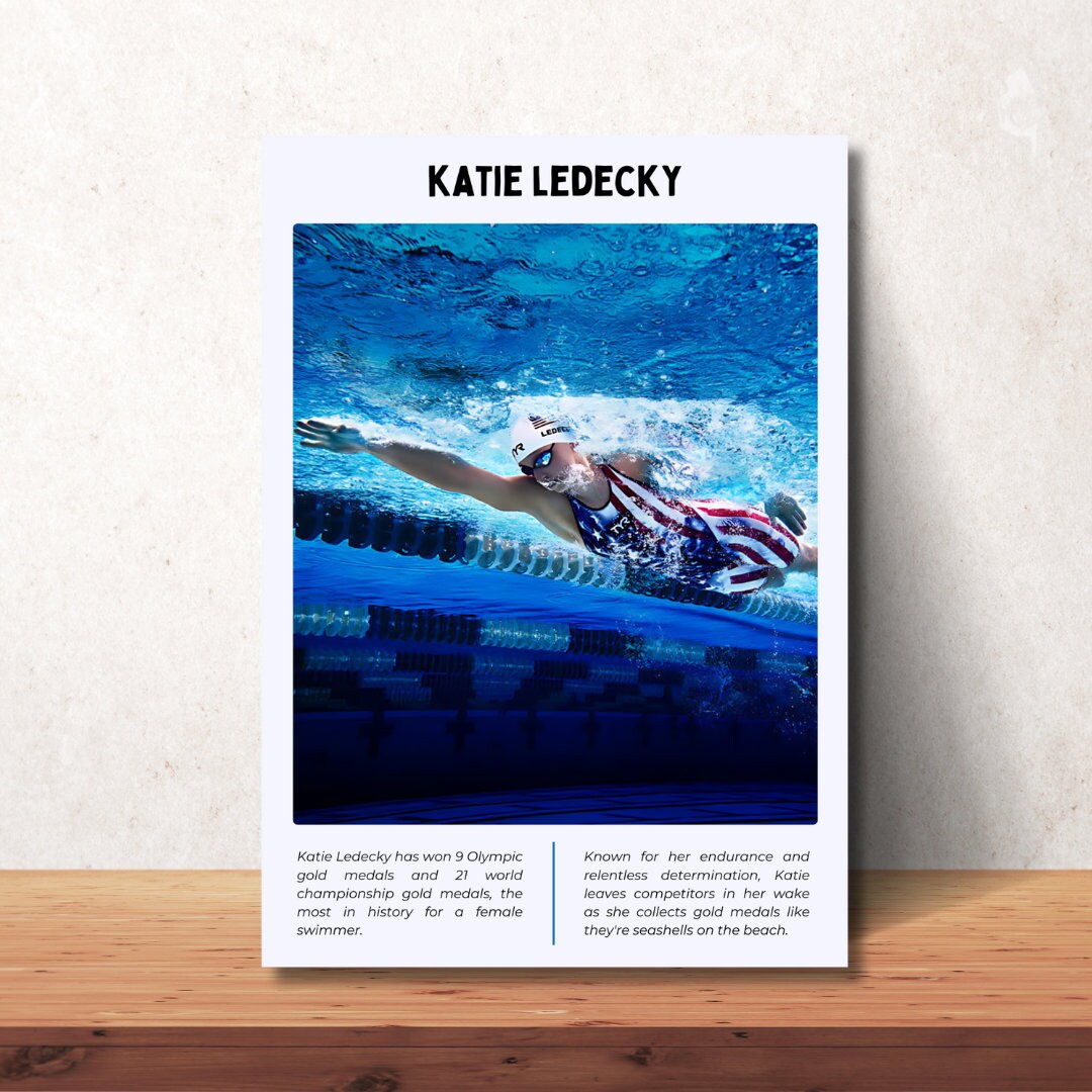 Katie Ledecky Poster Katie Ledecky Olympic Gold Medal Digital Poster ...