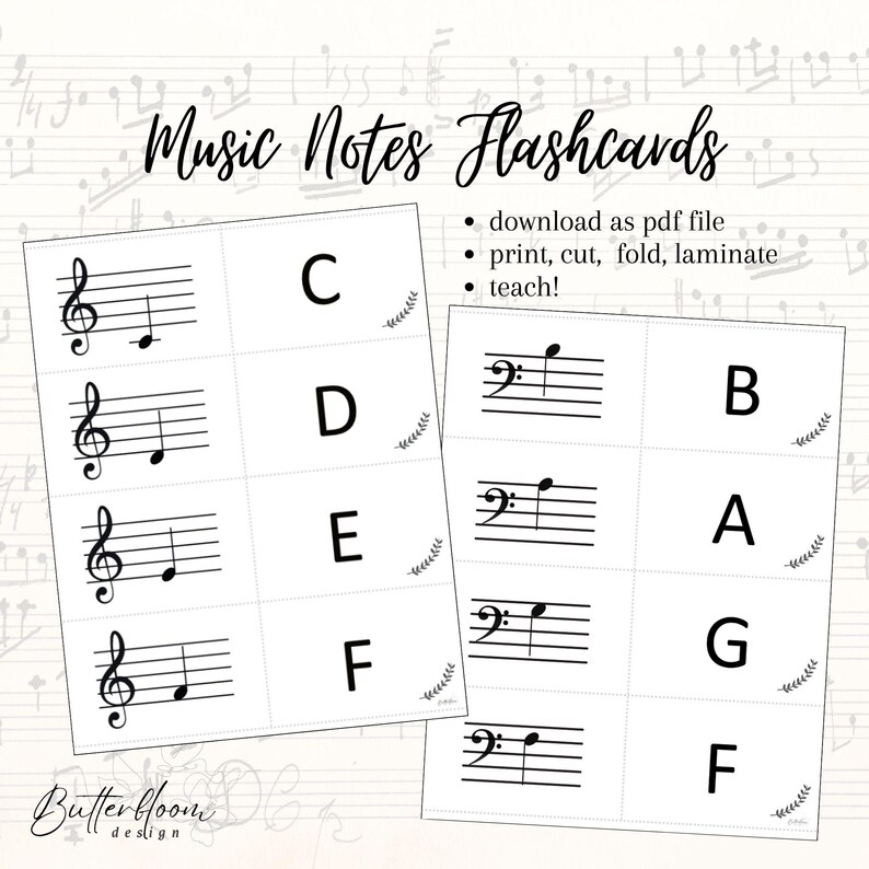 Music Notes Flashcards - Etsy