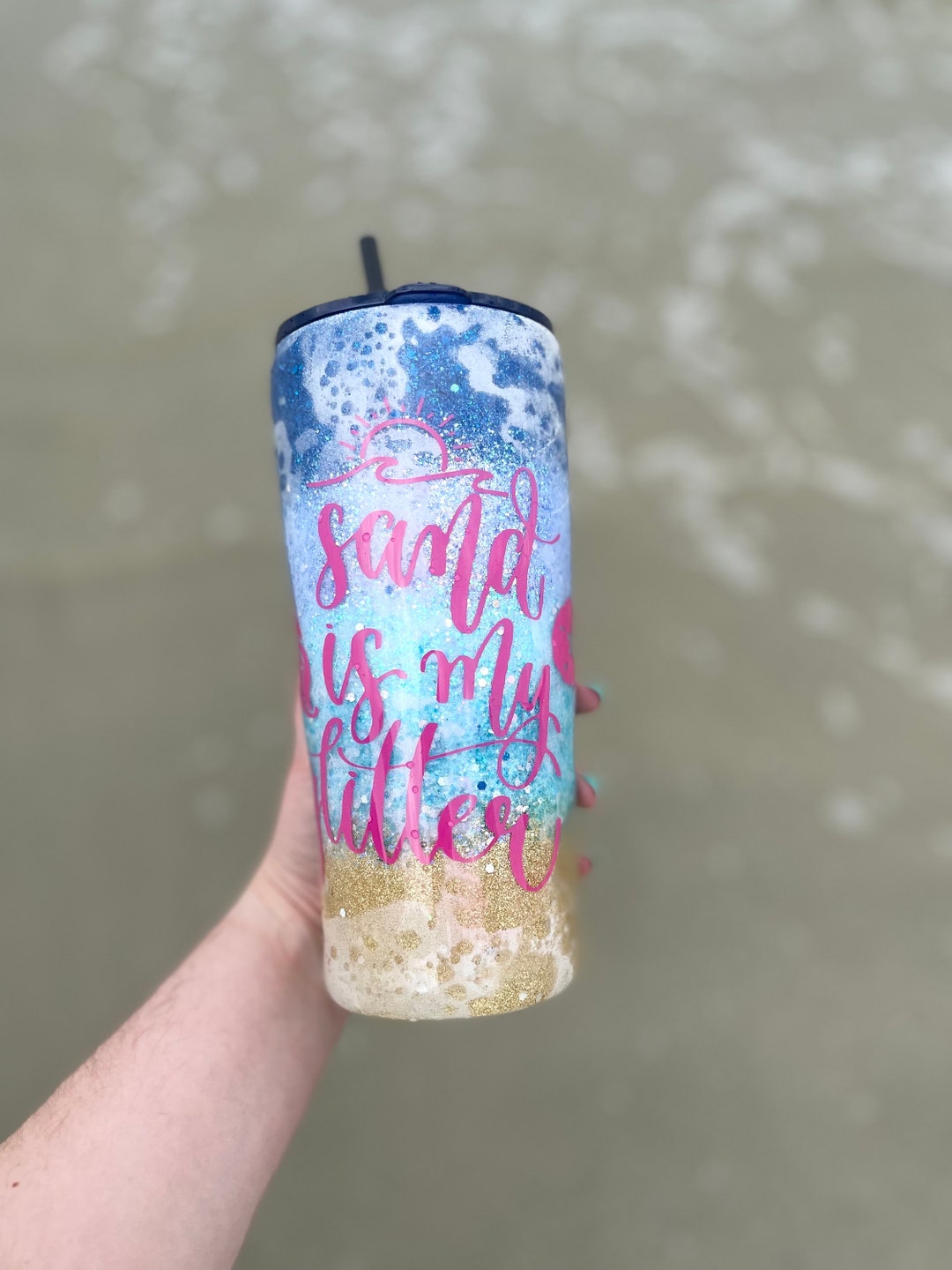 Beach Themed, Sand is My Glitter Custom Tumbler - Etsy