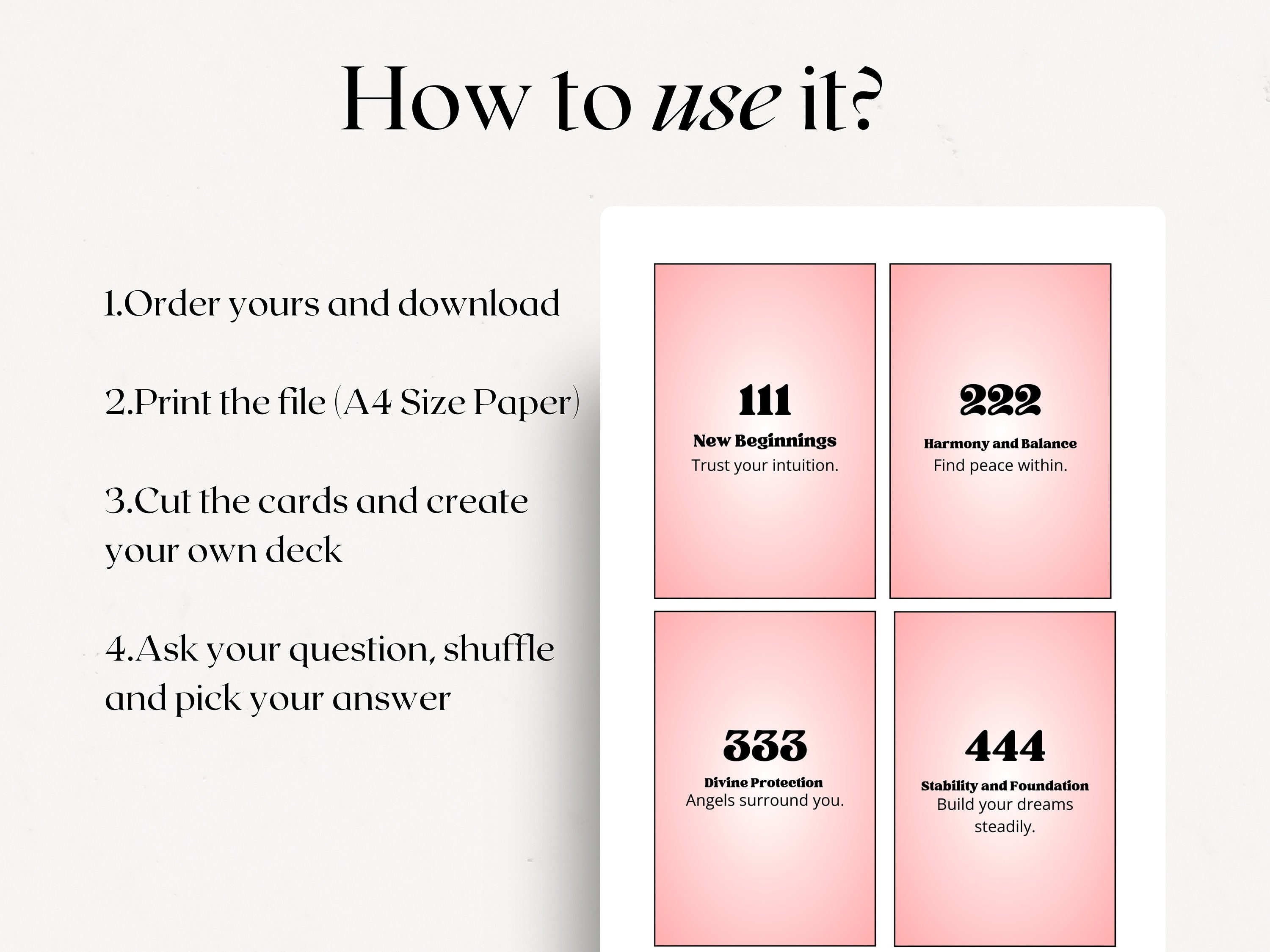 Printable Angel Oracle Card Deck, Angel Numbers Deck, Angel Card Deck ...