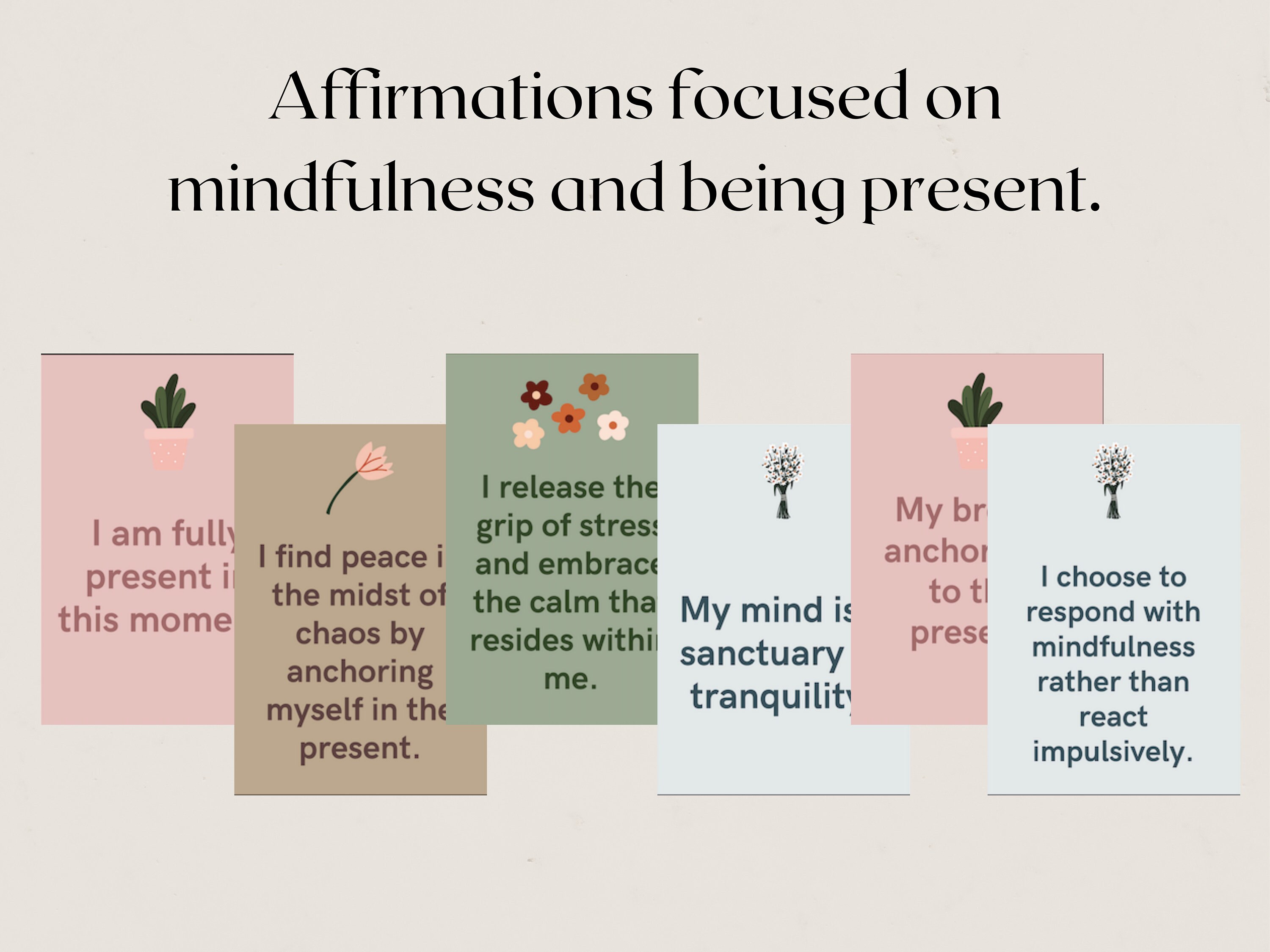 Mindful Affirmation Deck, Printable Positive Cards, Mindfulness Affirm ...