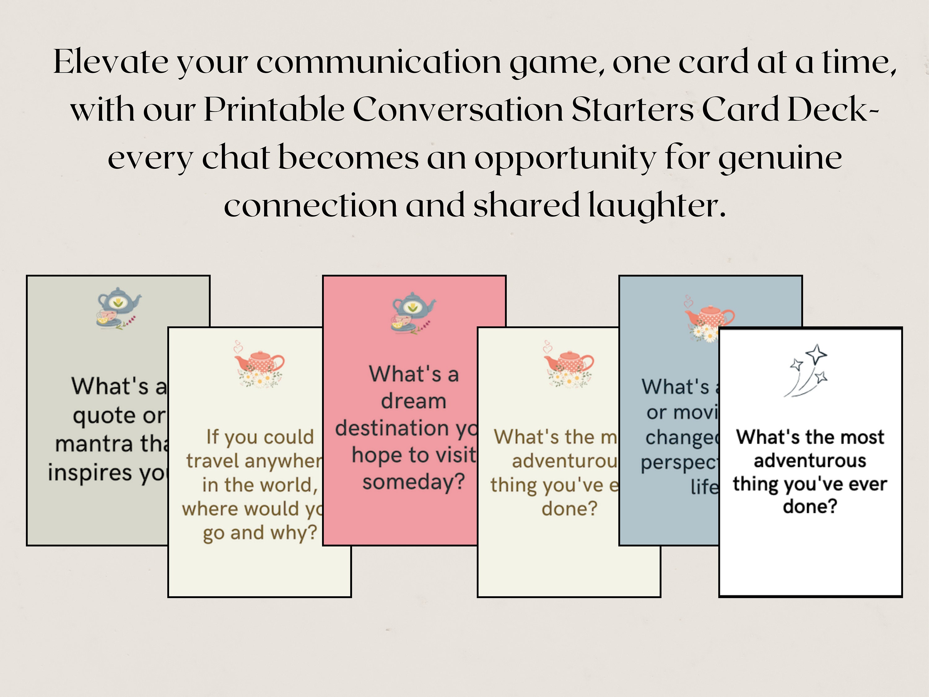 Conversation Cards Printable Table Topics: Dinner Party Game for ...