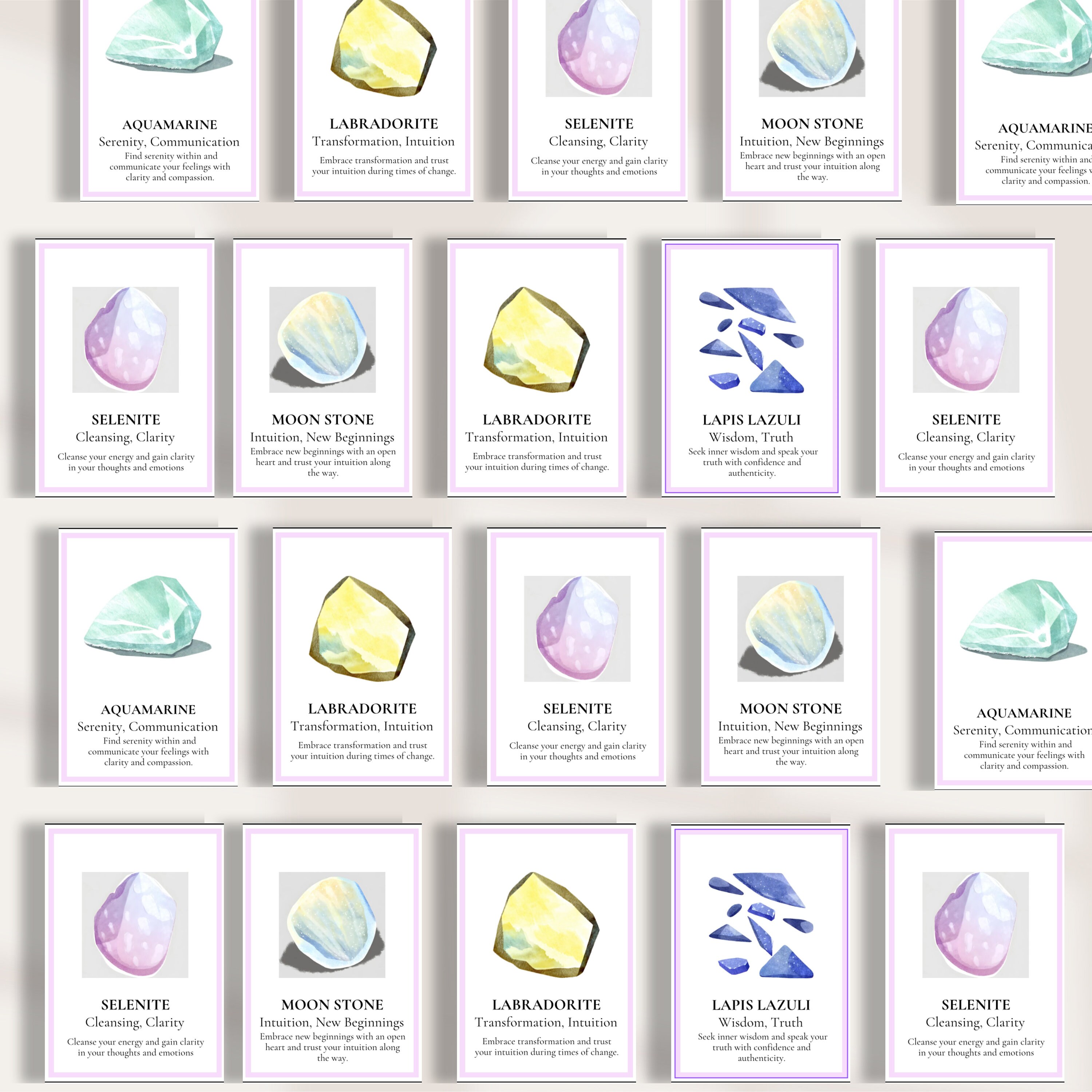 Crystal Oracle Deck, Printable Crystal Tarot Deck, Printable Oracle ...