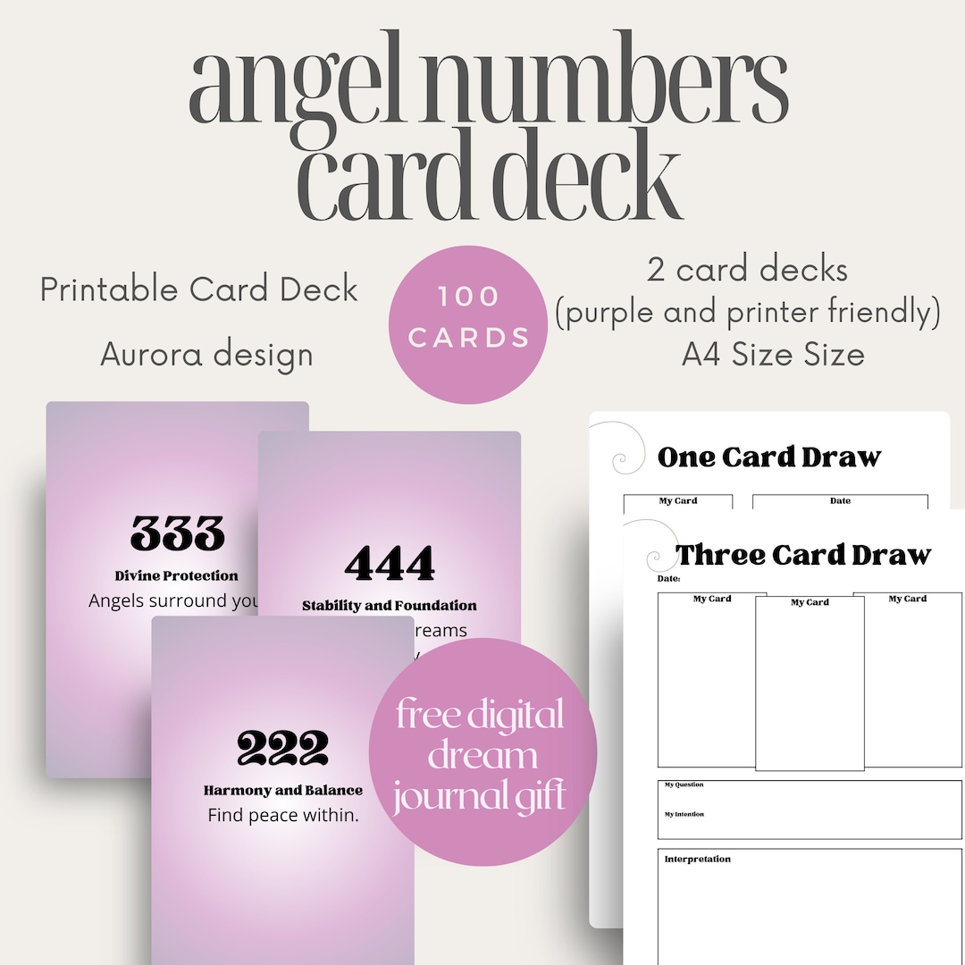 Printable Angel Oracle Card Deck Angel Numbers Deck angel - Etsy