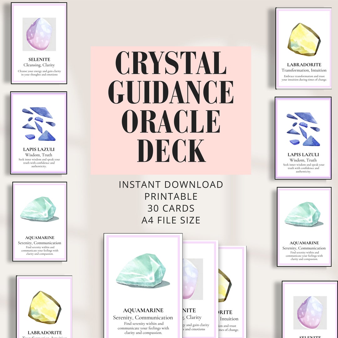 Crystal Oracle Deck, Printable Crystal Tarot Deck, Printable Oracle ...
