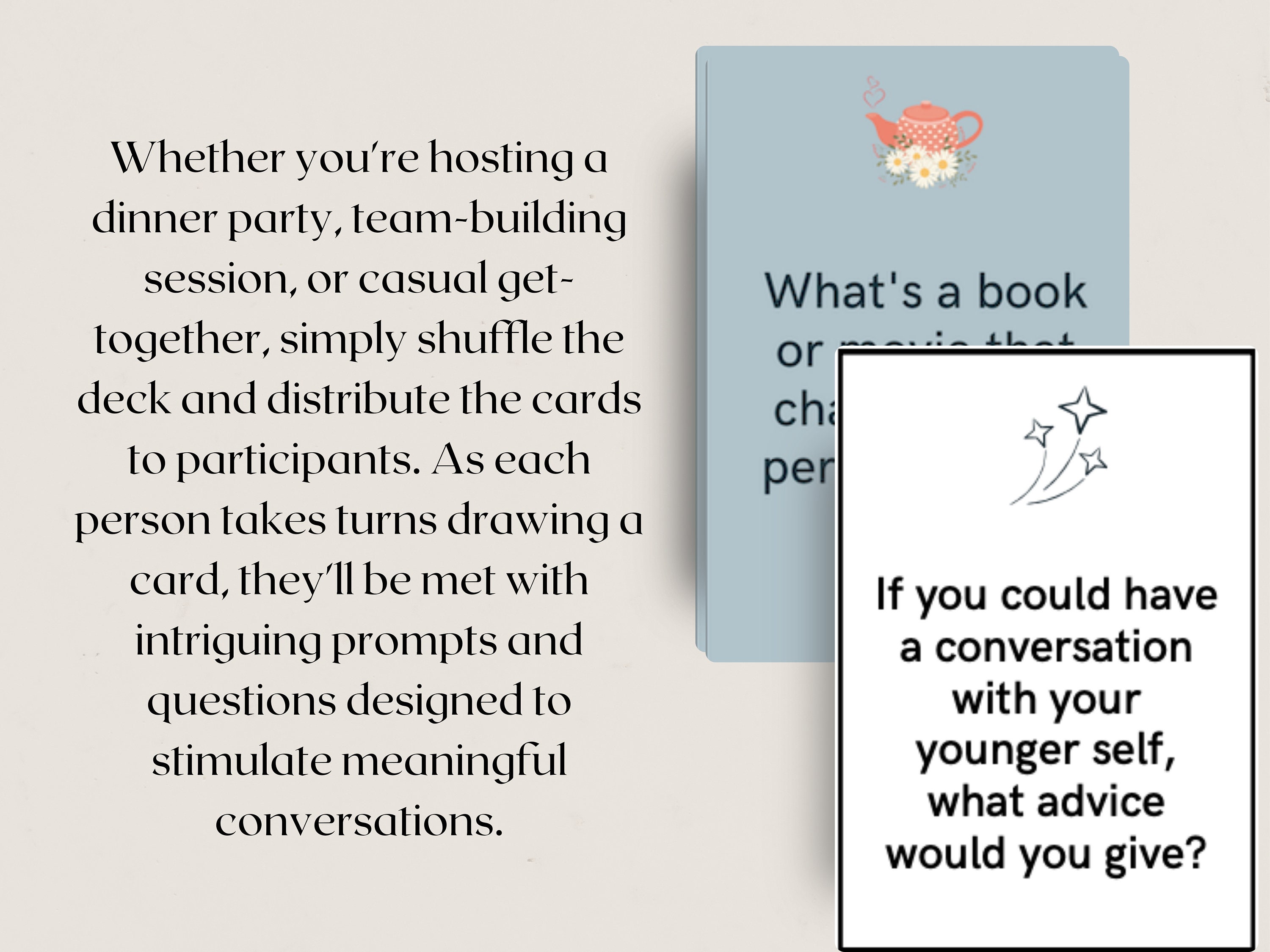 Conversation Cards Printable Table Topics: Dinner Party Game for ...