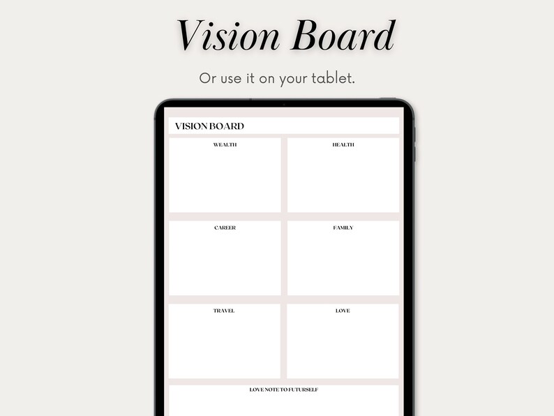 Digital And Printable Vision Board Inspiring Collage Template For Goal