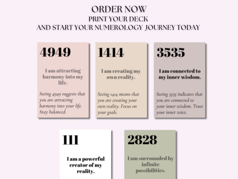 Numerology Angel Numbers Oracle Card Deck, Printable Numbers Oracle ...