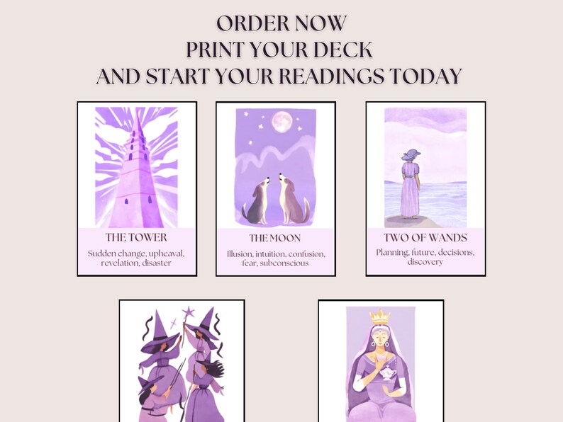 Printable Tarot Deck, Oracle Card Deck-digital Divination Tools ...
