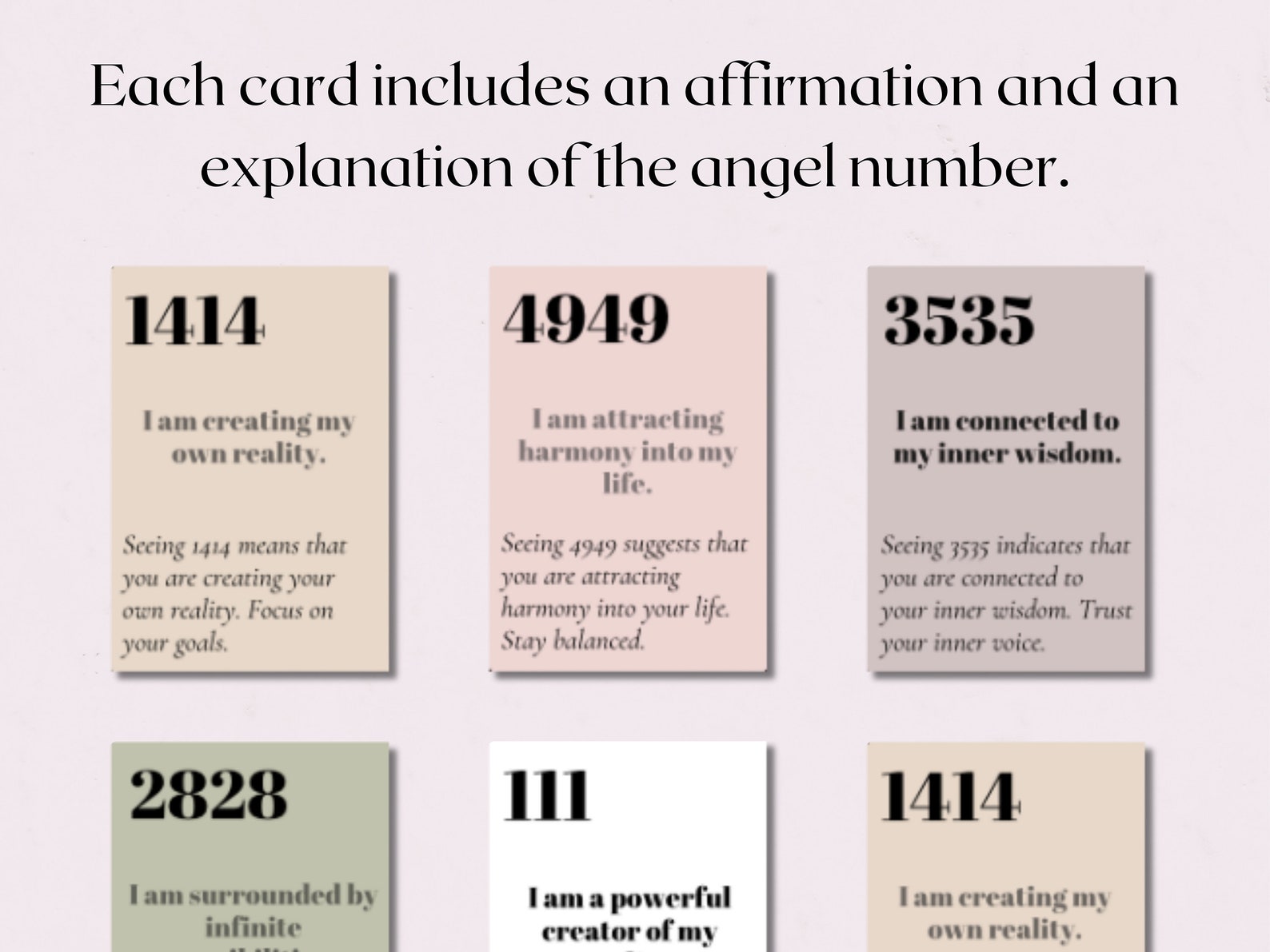 Numerology Angel Numbers Oracle Card Deck, Printable Numbers Oracle ...