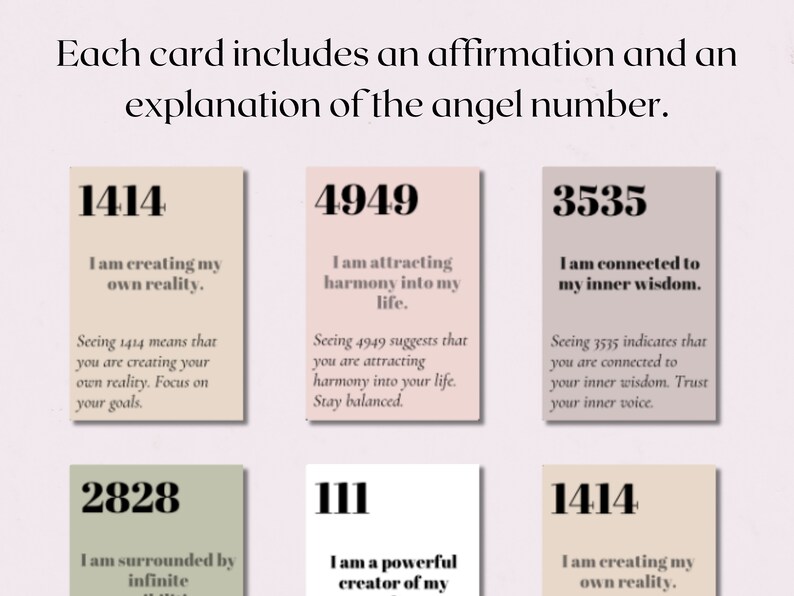 Numerology Angel Numbers Oracle Card Deck, Printable Numbers Oracle ...