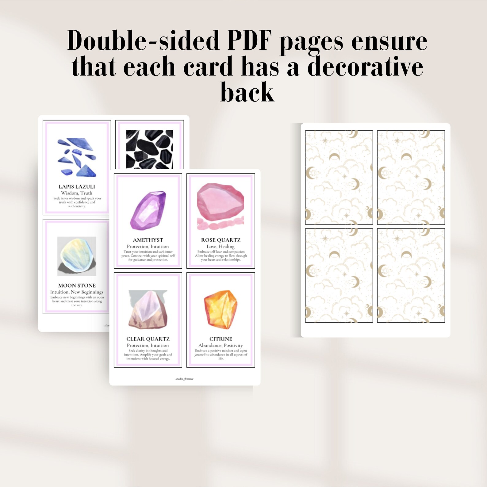 Crystal Oracle Deck, Printable Crystal Tarot Deck, Printable Oracle ...