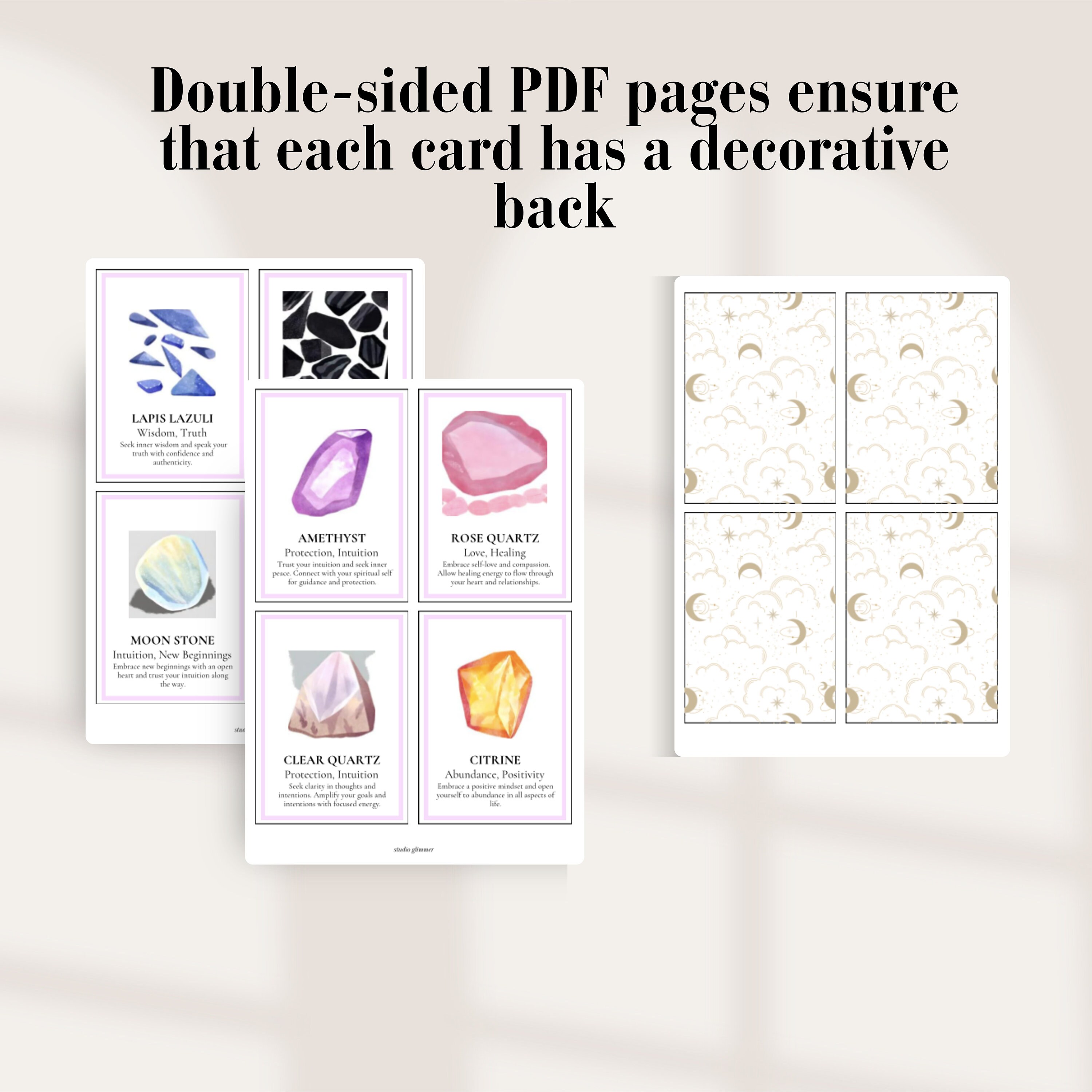 Crystal Oracle Deck, Printable Crystal Tarot Deck, Printable Oracle ...