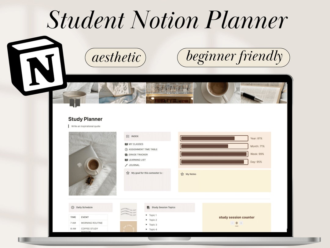 Student Notion Template Academic Notion Organizer College Student ...