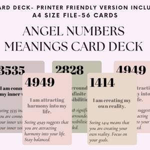 Numerology Angel Numbers Oracle Card Deck, Printable Numbers Oracle ...