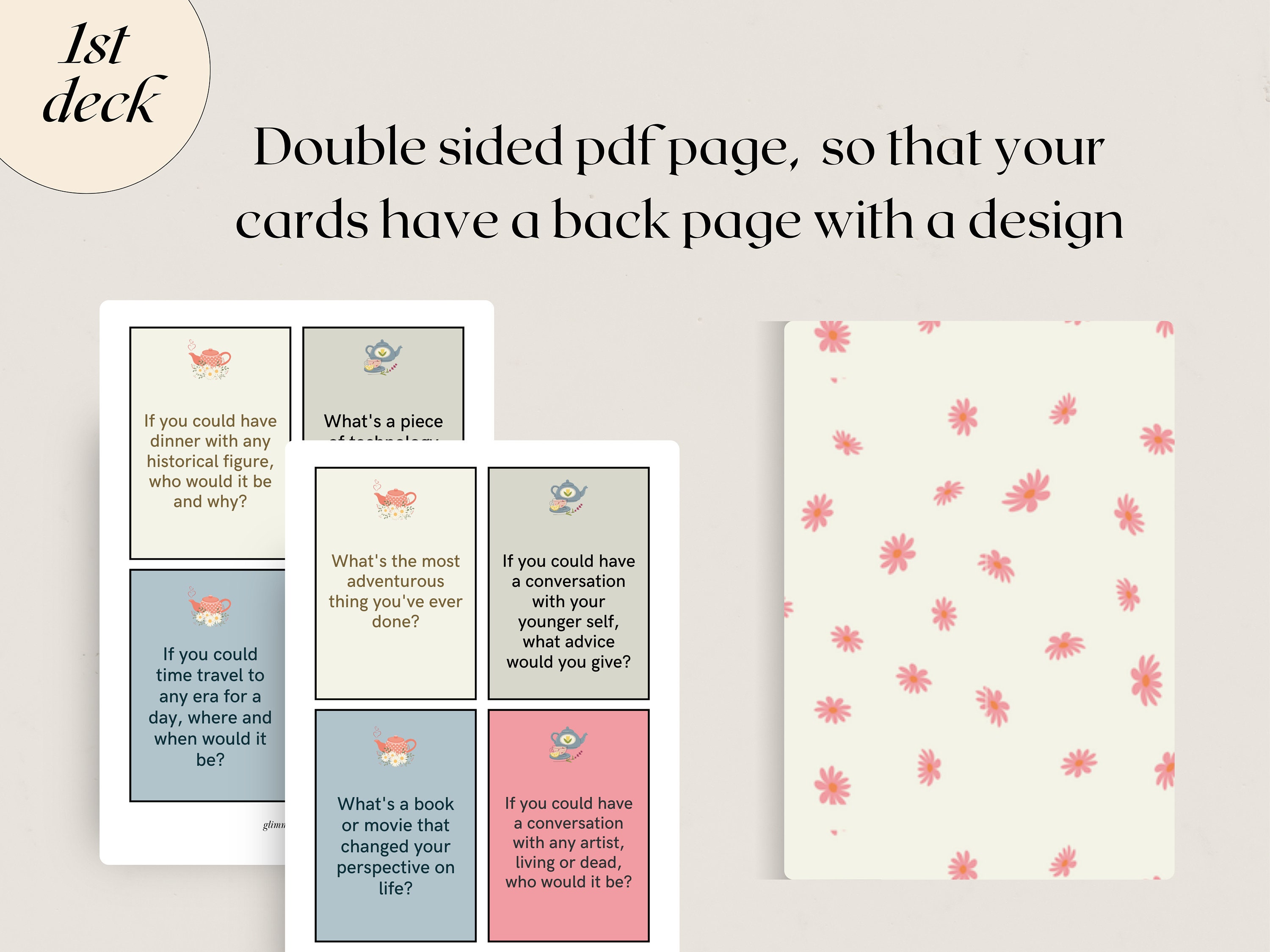 Conversation Cards Printable Table Topics: Dinner Party Game for ...