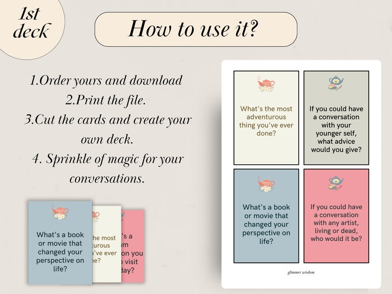 Conversation Cards Printable Table Topics: Dinner Party Game for ...