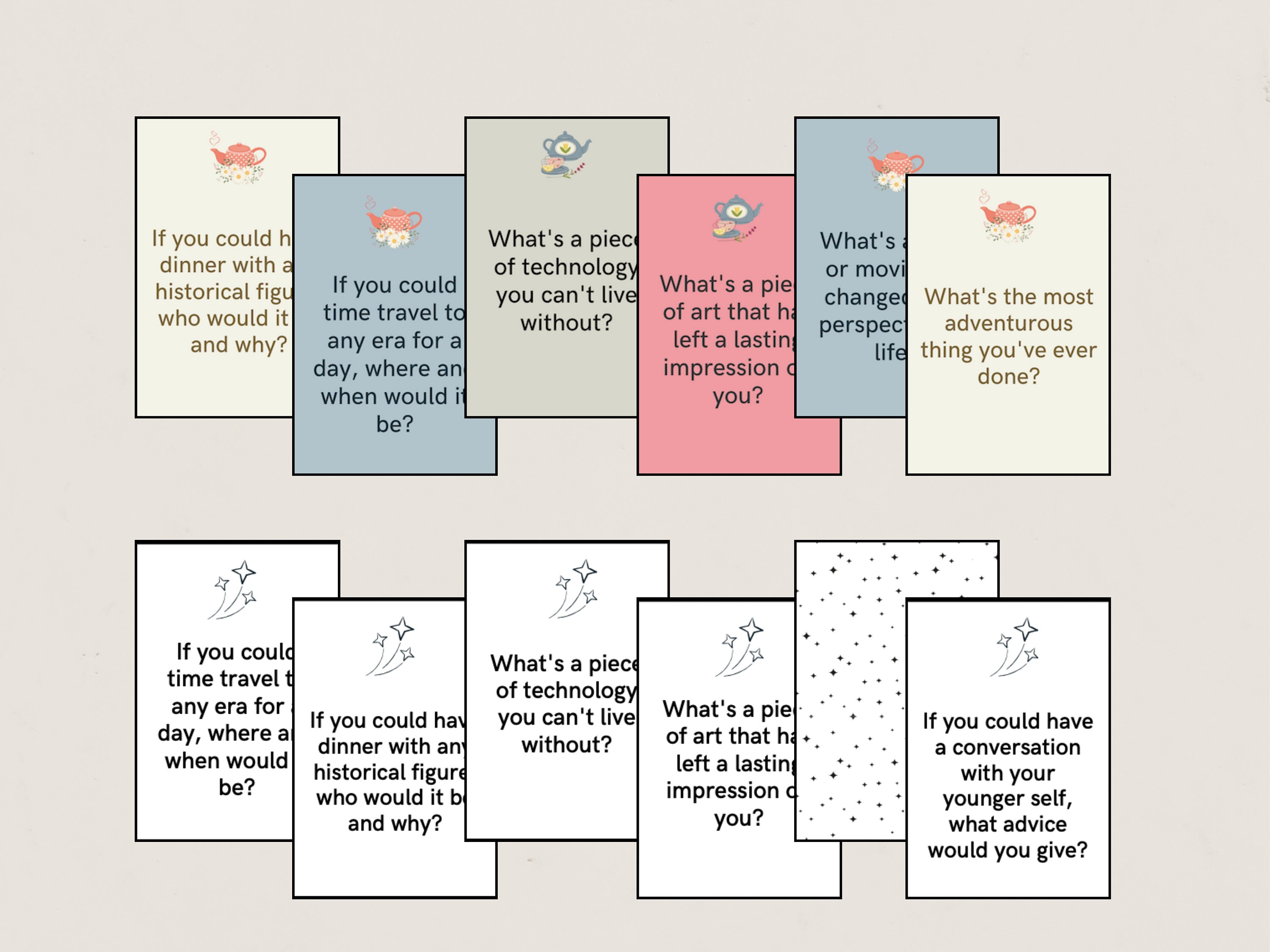 Conversation Cards Printable Table Topics: Dinner Party Game for ...