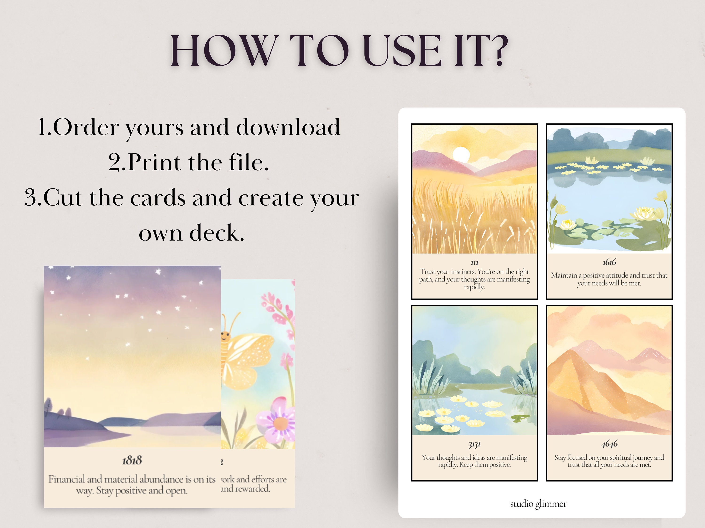 Angel Numbers Oracle Card Deck, Printable Angel Numbers Cards, Angel ...