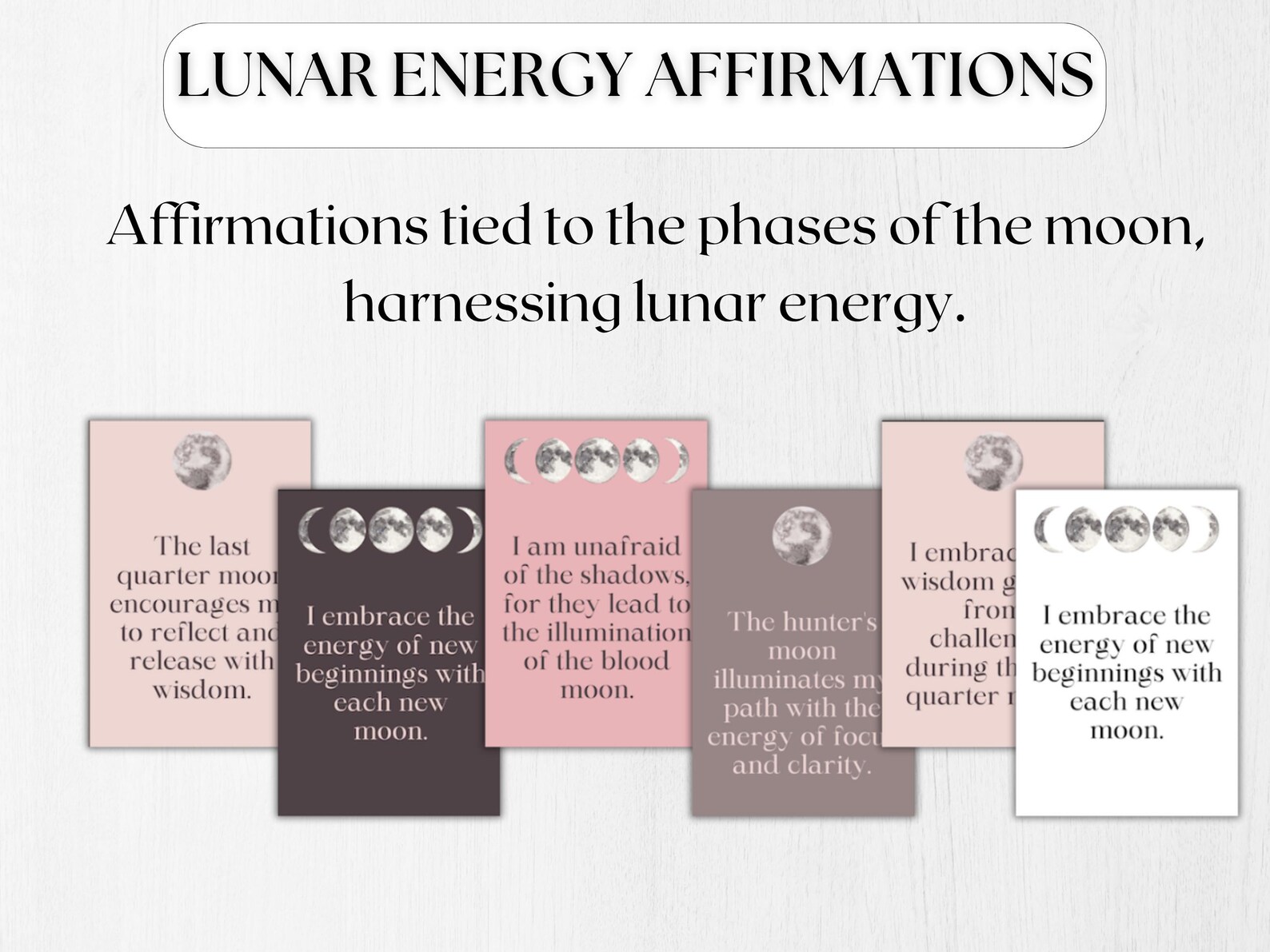 Moon Affirmation Cards Printable Oracle Deck DIY Spiritual Meditation ...