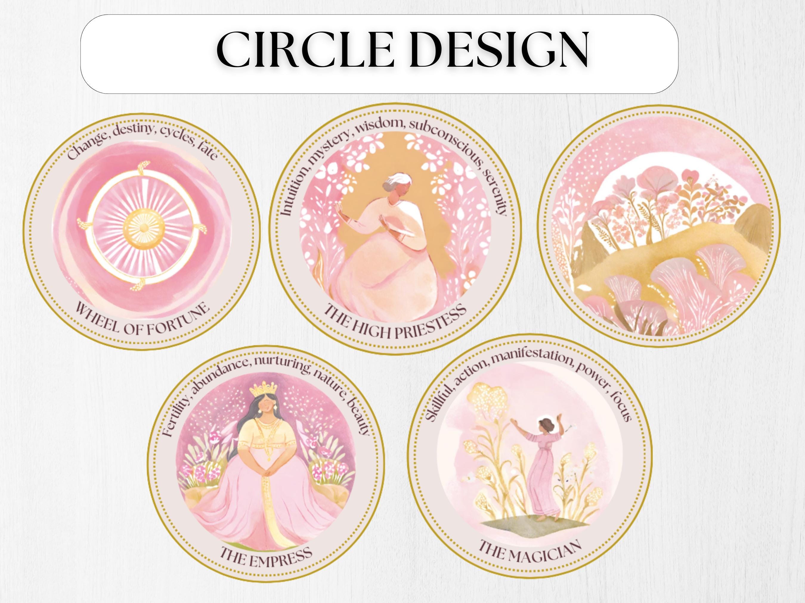 Round Tarot Cards Circle Tarot Deck Beginner Tarot Deck Pink Feminine ...