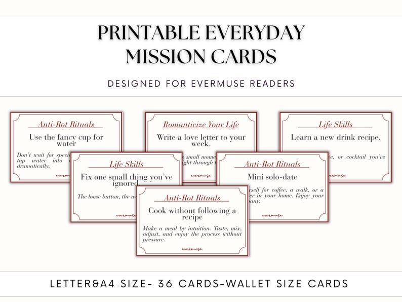 Printable Mission Cards for Romanticizing Everyday Life - Etsy
