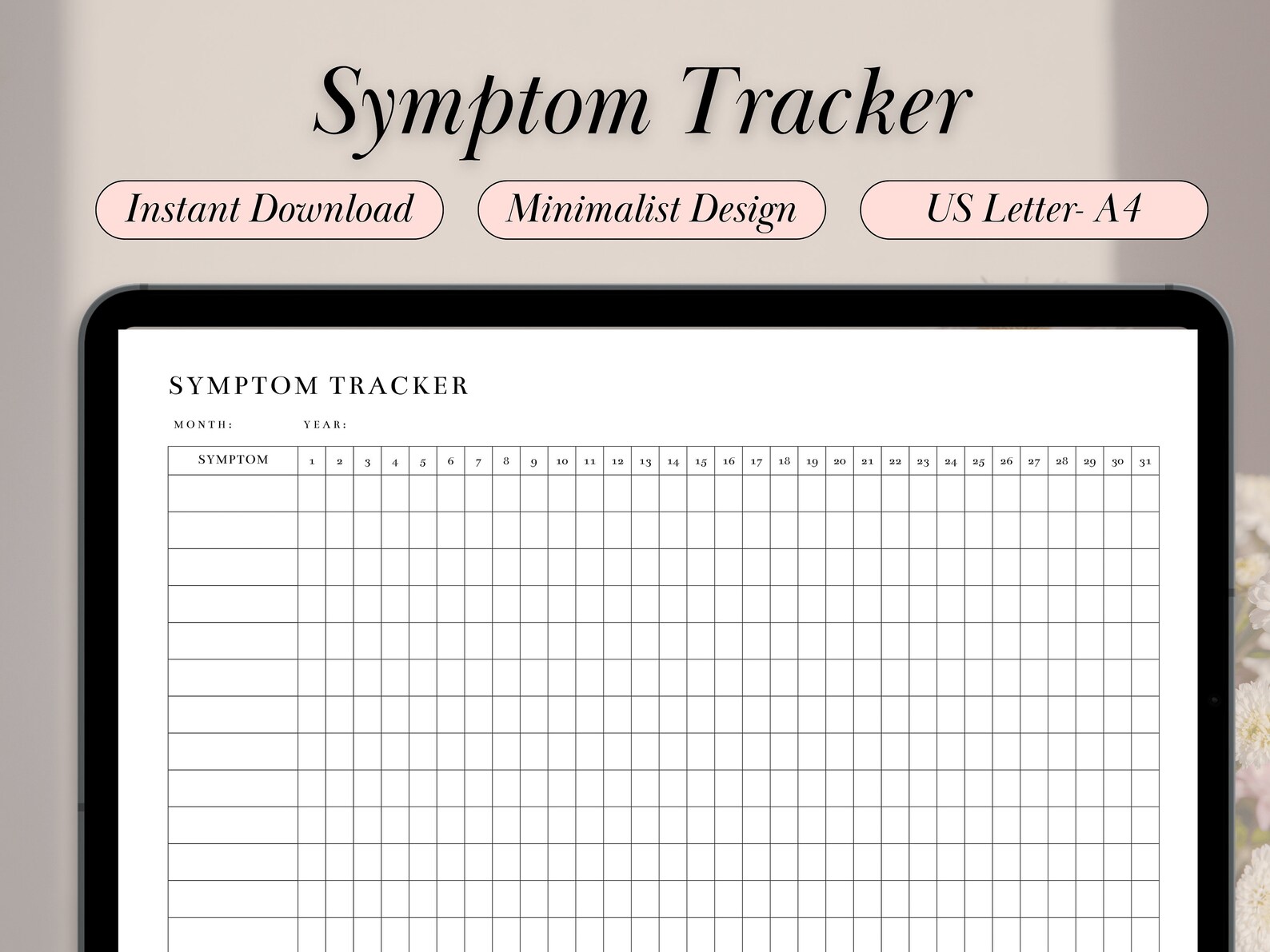 Digital Symptom Tracker Goodnotes iPad Tracker Template Digital and ...