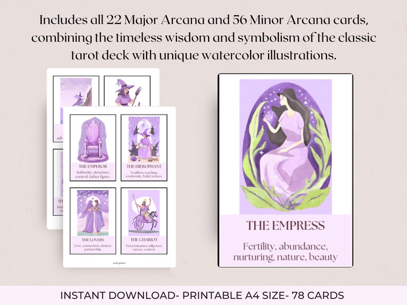 Printable Tarot Deck, Oracle Card Deck-digital Divination Tools ...