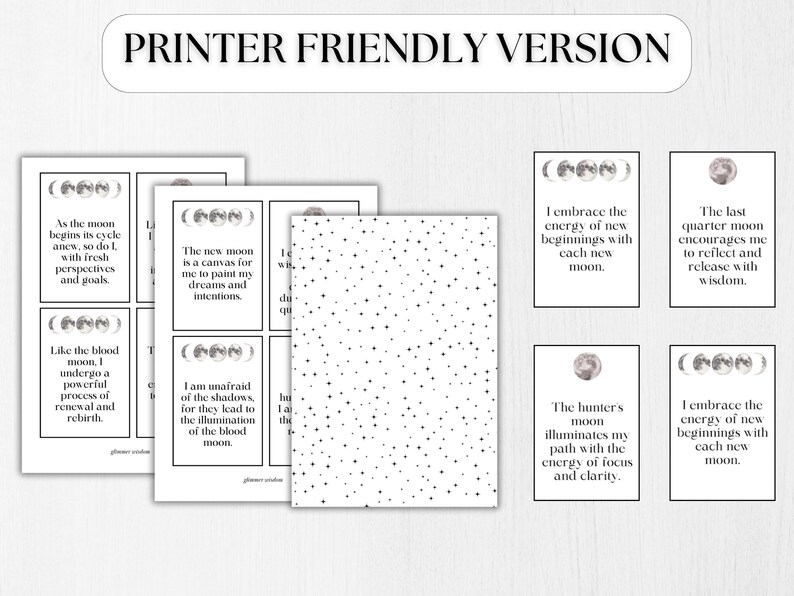Moon Affirmation Cards Printable Oracle Deck DIY Spiritual Meditation ...