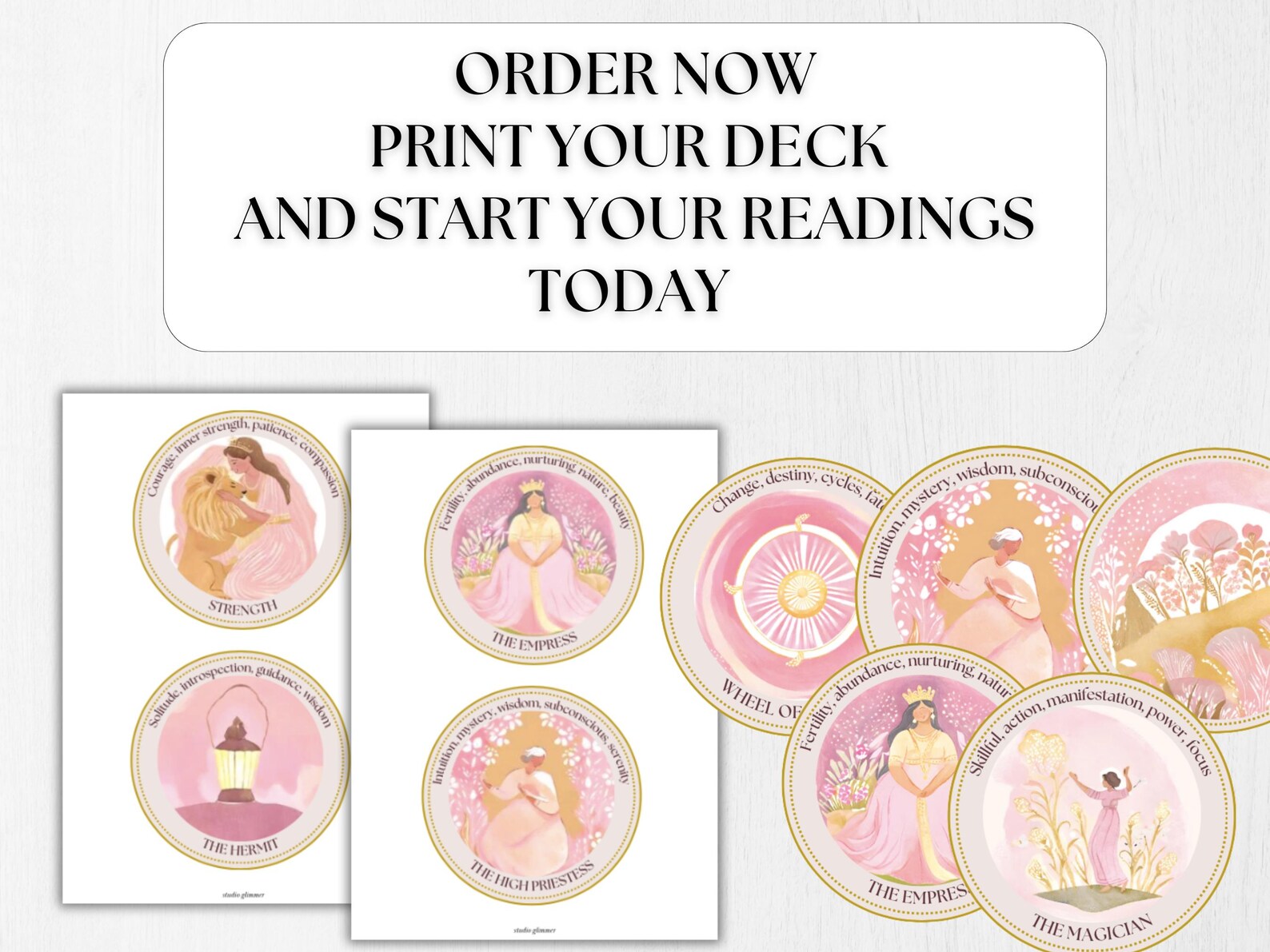 Round Tarot Cards Circle Tarot Deck Beginner Tarot Deck Pink Feminine ...