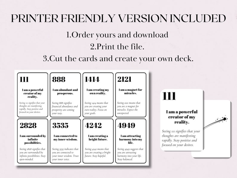Numerology Angel Numbers Oracle Card Deck, Printable Numbers Oracle ...
