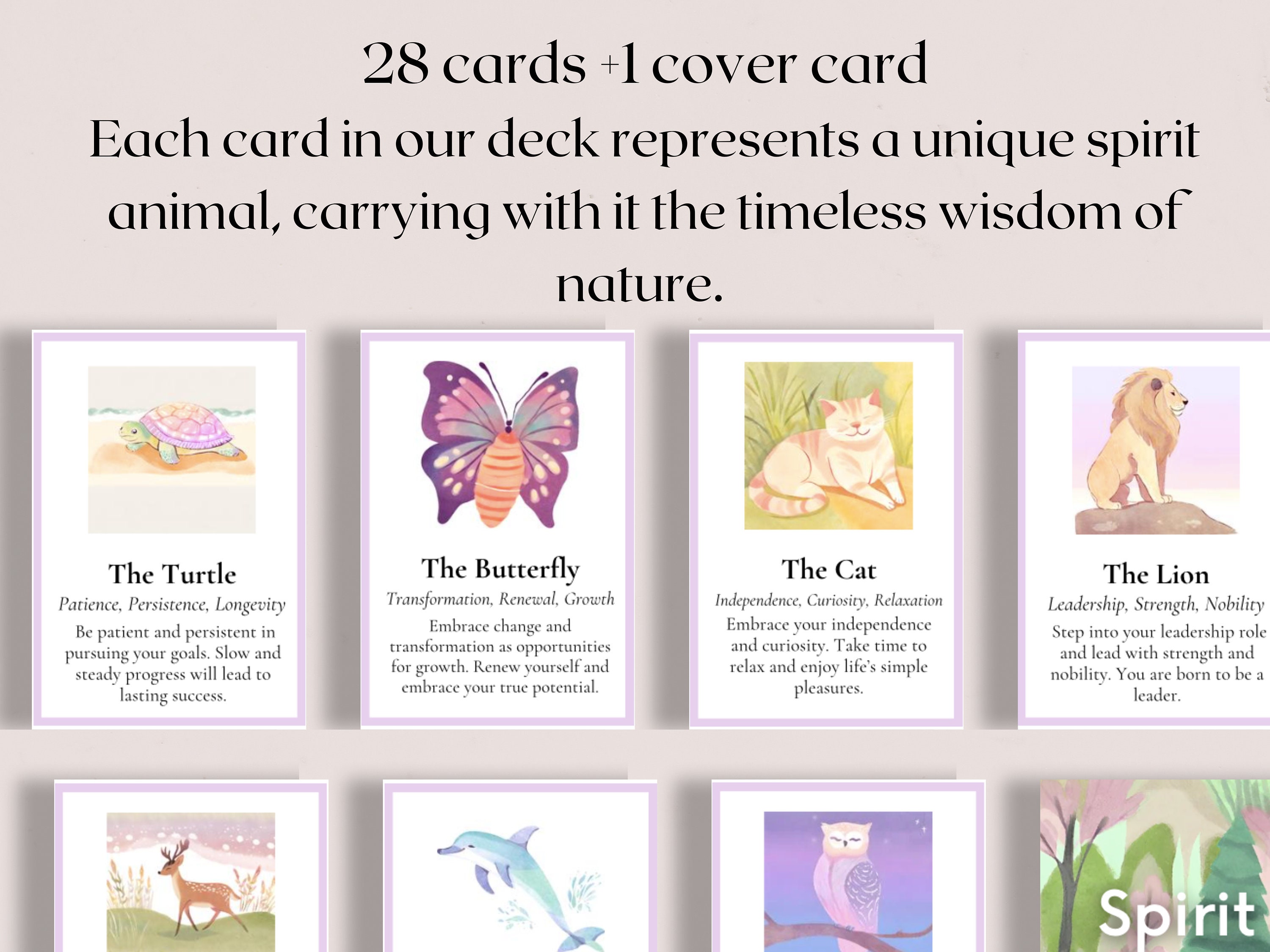 Spirit Animal Oracle Deck: Animal Divination, Watercolor Oracle, Spirit Animal Tarot, Wildlife ...