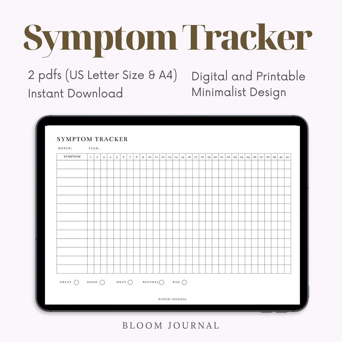 Digital Symptom Tracker Goodnotes iPad Tracker Template - Etsy