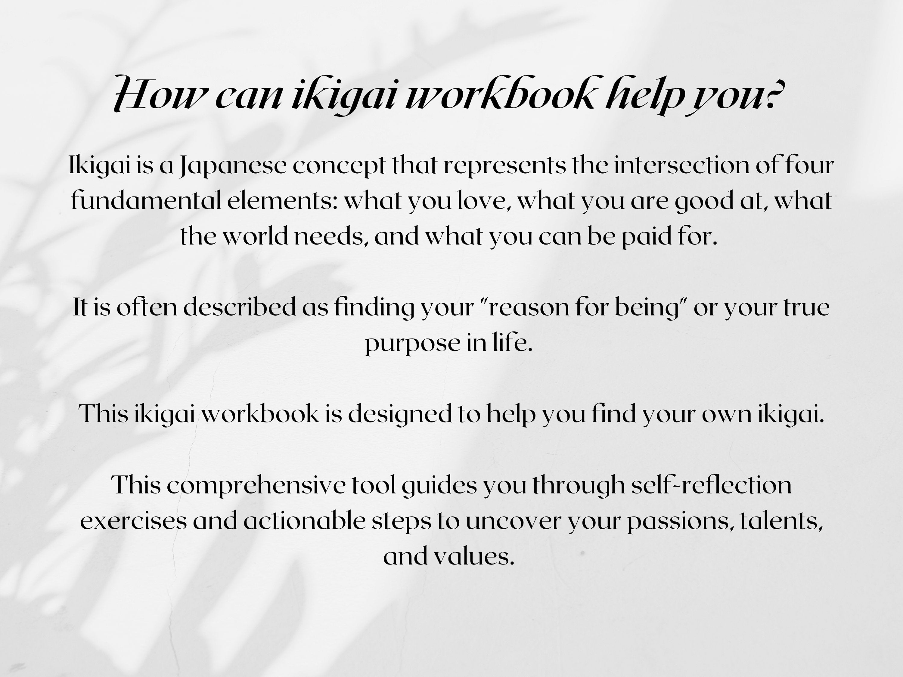 Ikigai Journal Worksheet Workbook Bundle Ikigai Prompt Career ...