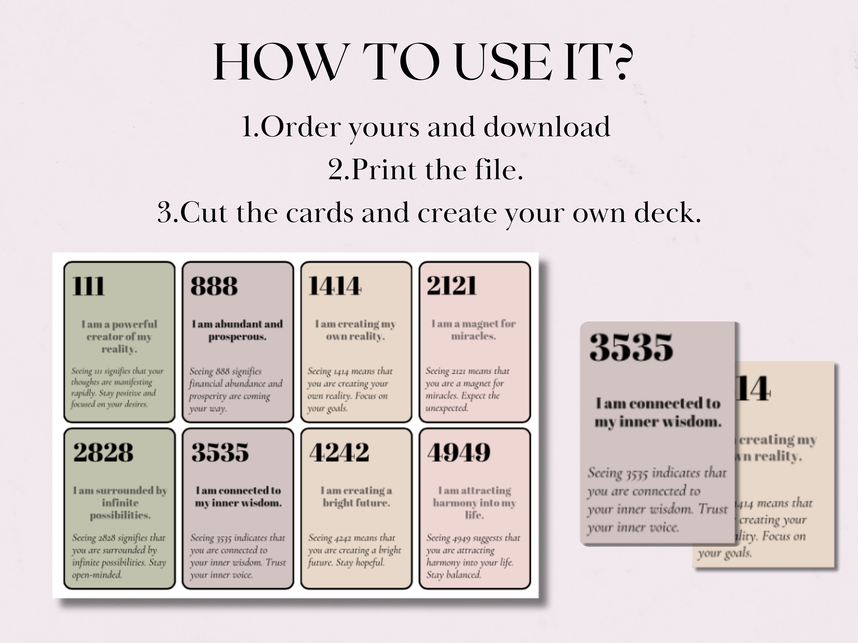Numerology Angel Numbers Oracle Card Deck, Printable Numbers Oracle ...