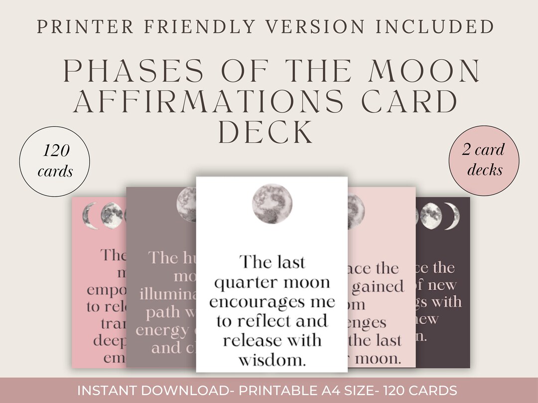 Affirmation Cards Printable, Moon Phases Oracle Card Deck: Affirmation ...
