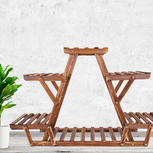 Premium 6-tier Triangle Corner Wooden Plant Stand Elegant Multi-level ...