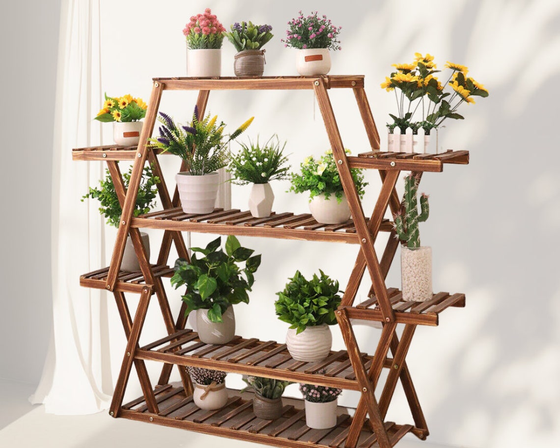 Large Plant Stand Tiered Pine Wood Indoor /outdoor Plant Shelf Flower ...