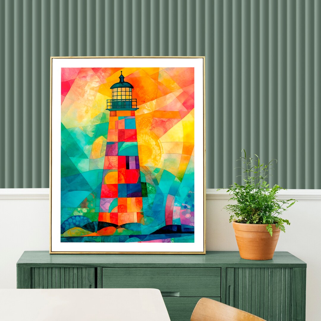 Paul Klee Style Colorful Watercolor Lighthouse Wall Art Printable ...