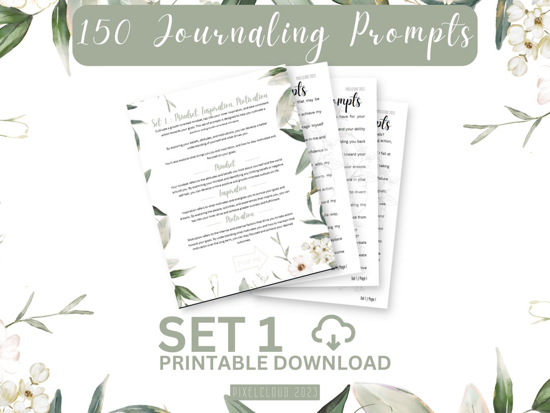 150 Prompts for Journaling, Set 1 ,mindset, Inspiration, Motivation ...