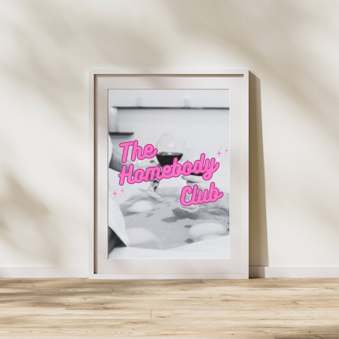Homebody Club Art Print Hot Pink Wall Art Girly Prints Pink - Etsy