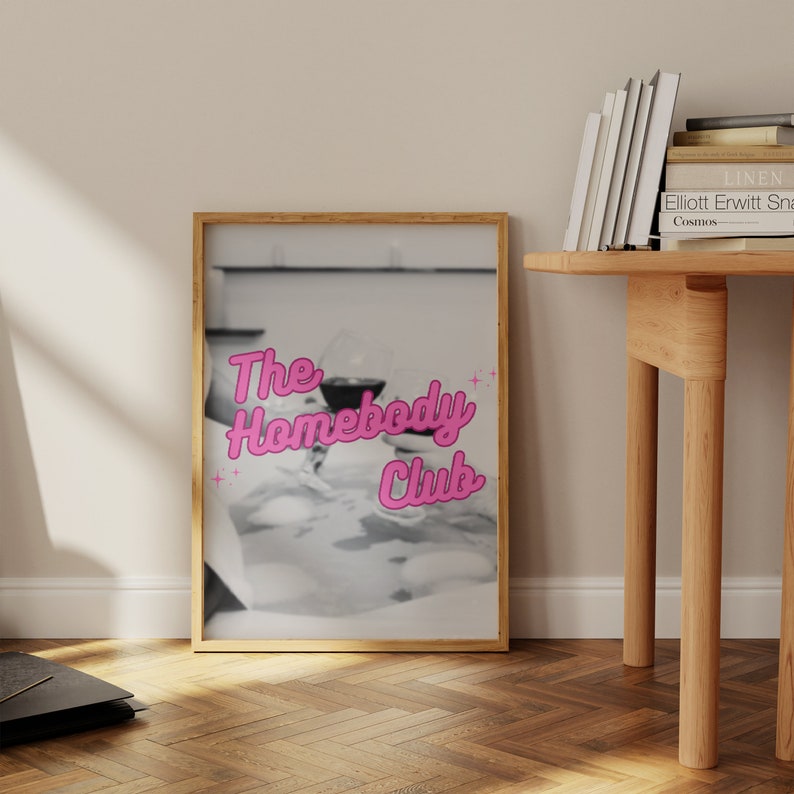 Homebody Club Art Print Hot Pink Wall Art Girly Prints Pink - Etsy